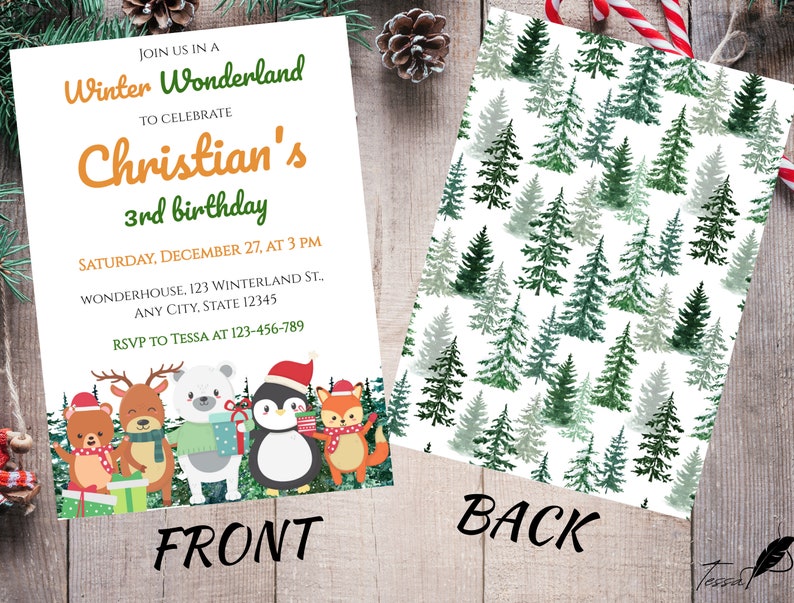 Editable Winter Birthday Invitation Winter Wonderland - Etsy