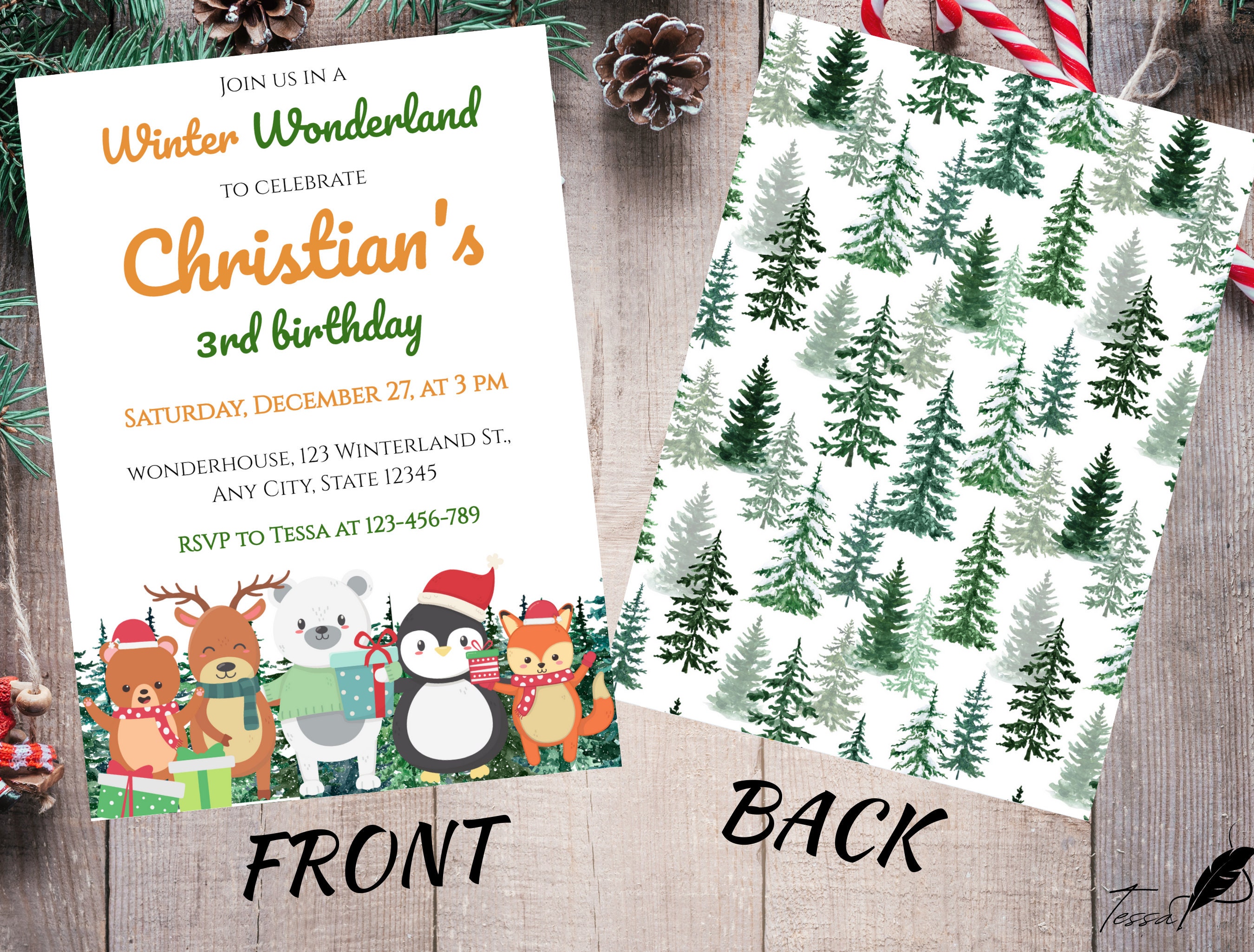 Editable Winter Birthday Invitation Winter Wonderland - Etsy