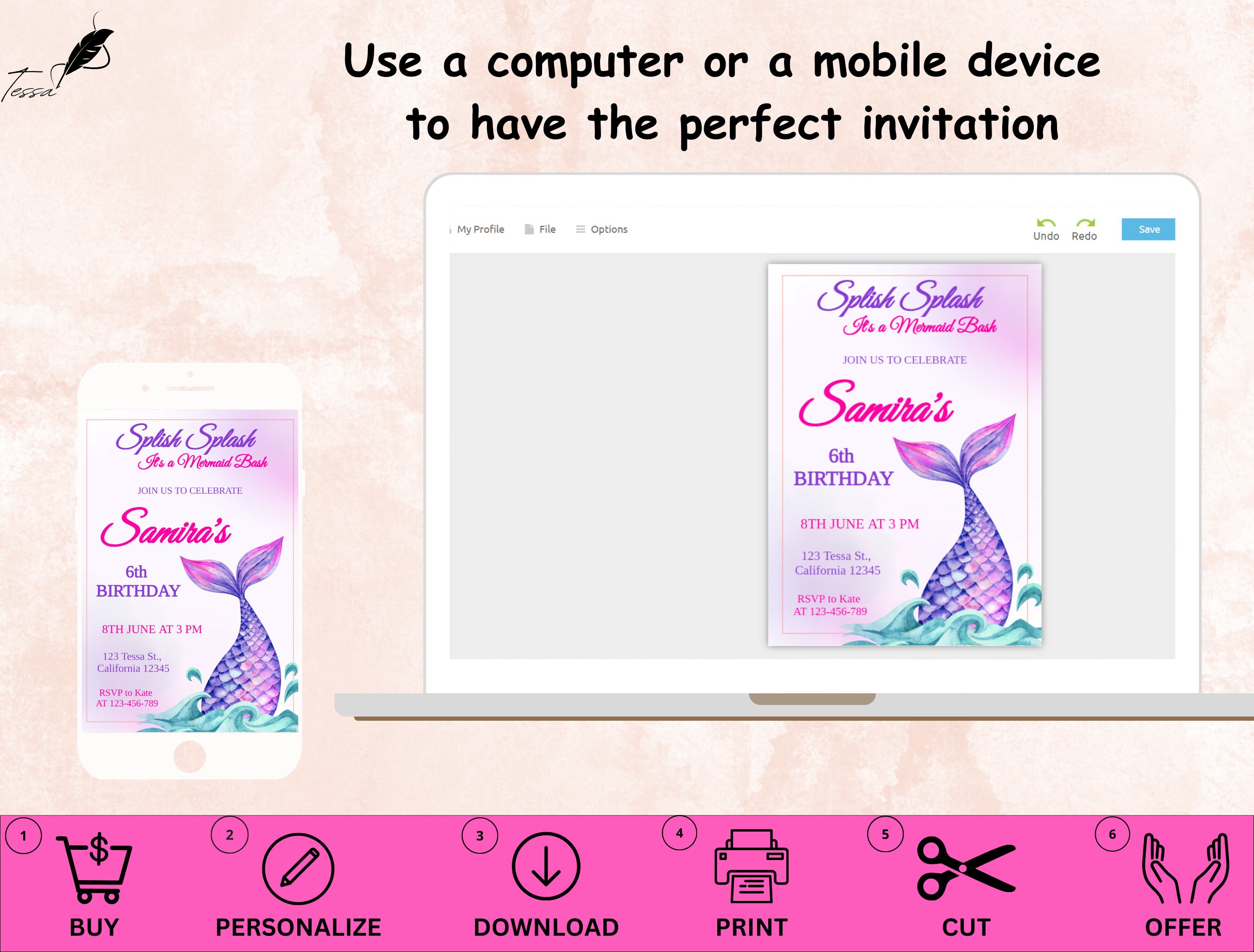 Editable Mermaid Birthday Invitation Mermaid Invitation - Etsy