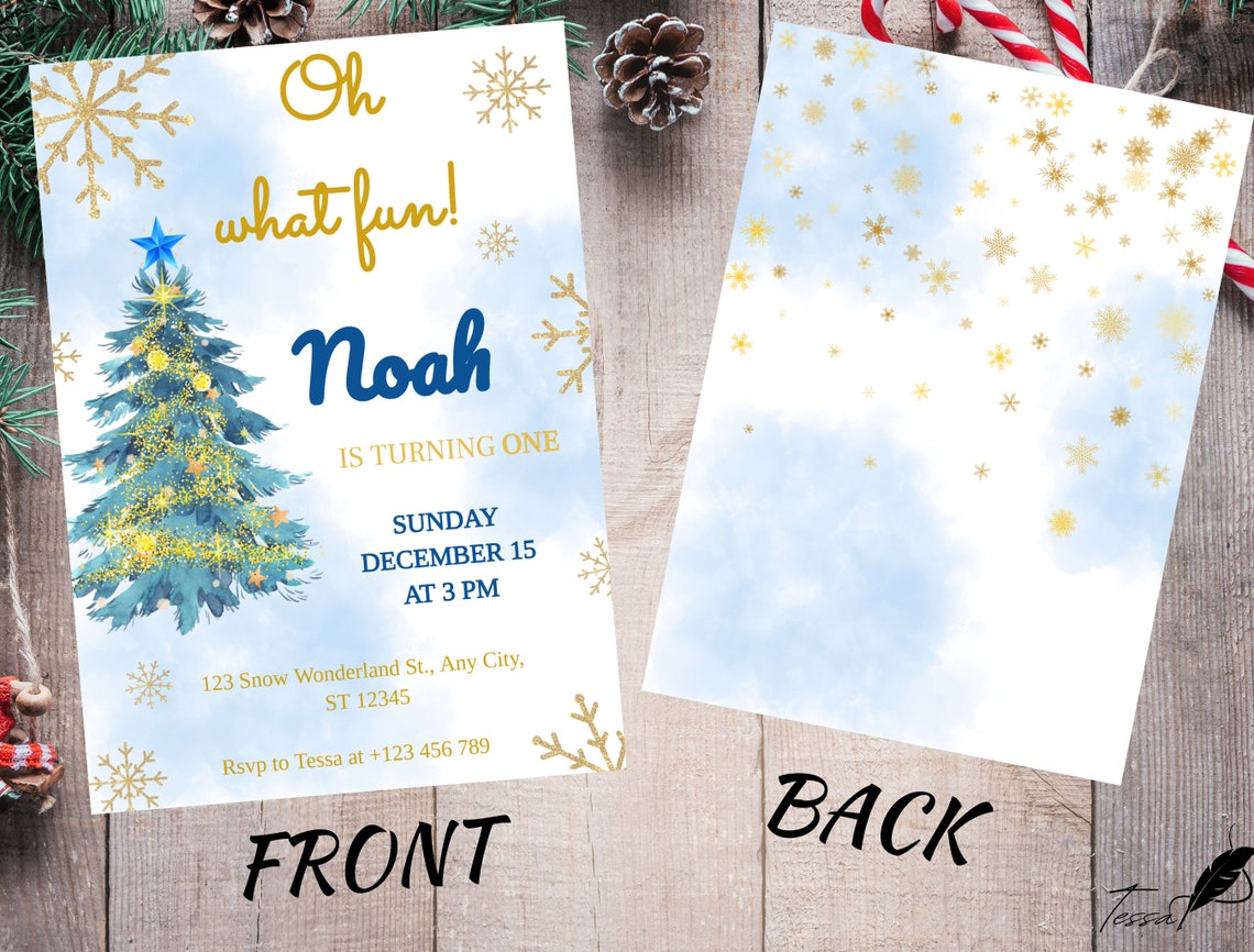 Editable Winter Birthday Invitation, First Birthday Invitation ANY AGE ...