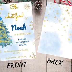 Editable Winter Birthday Invitation, First Birthday Invitation ANY AGE ...