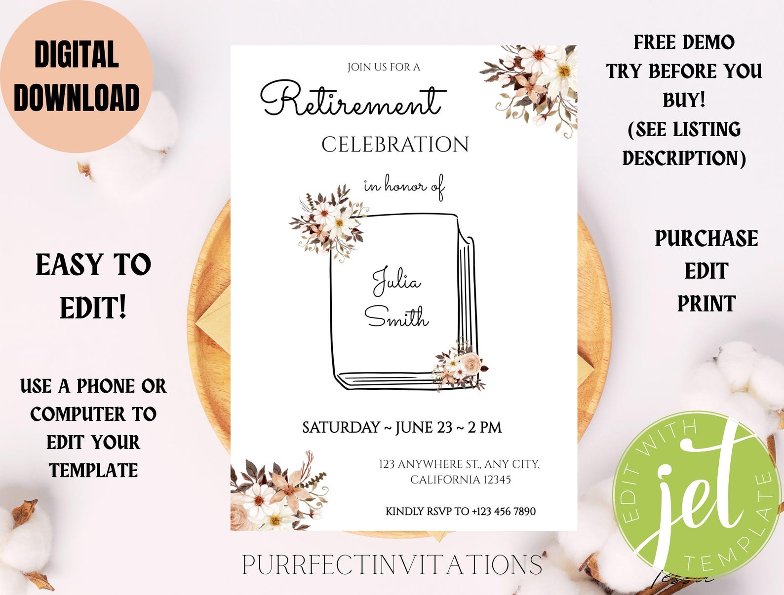 Editable Librarian Retirement Invitation Template, Librarian Retirement ...
