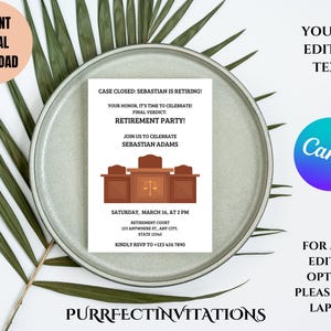 Editable Judge Retirement Invitation Template, Judge or Lawyer Retire ...