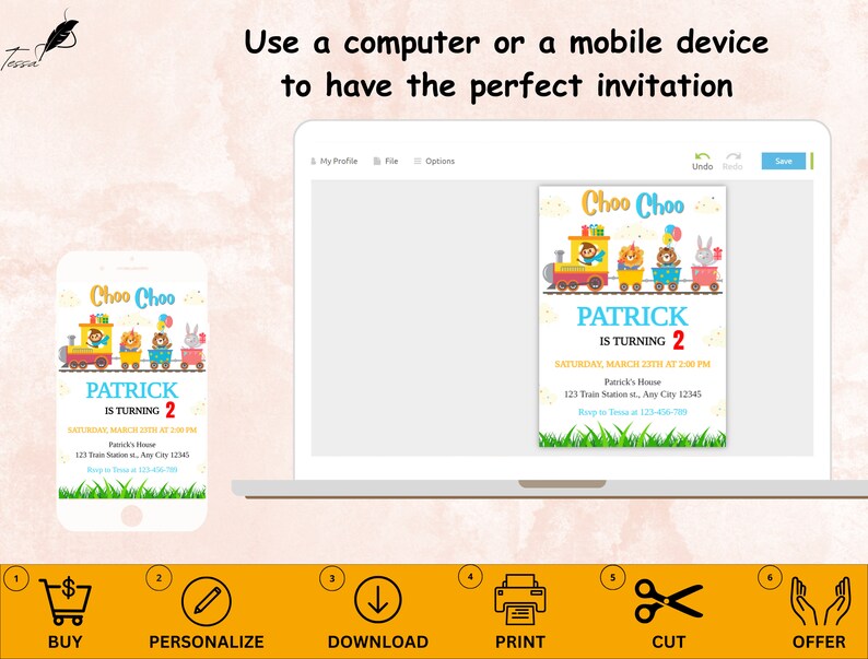 Editable Train Birthday Invitation, Toy Train Invitation, Train ...