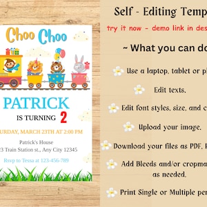 Editable Train Birthday Invitation, Toy Train Invitation, Train ...