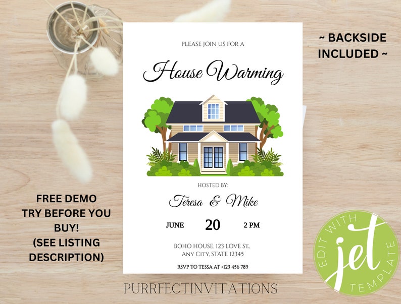 EDITABLE House Warming Invitation, House Warming Party Invite, Elegant ...