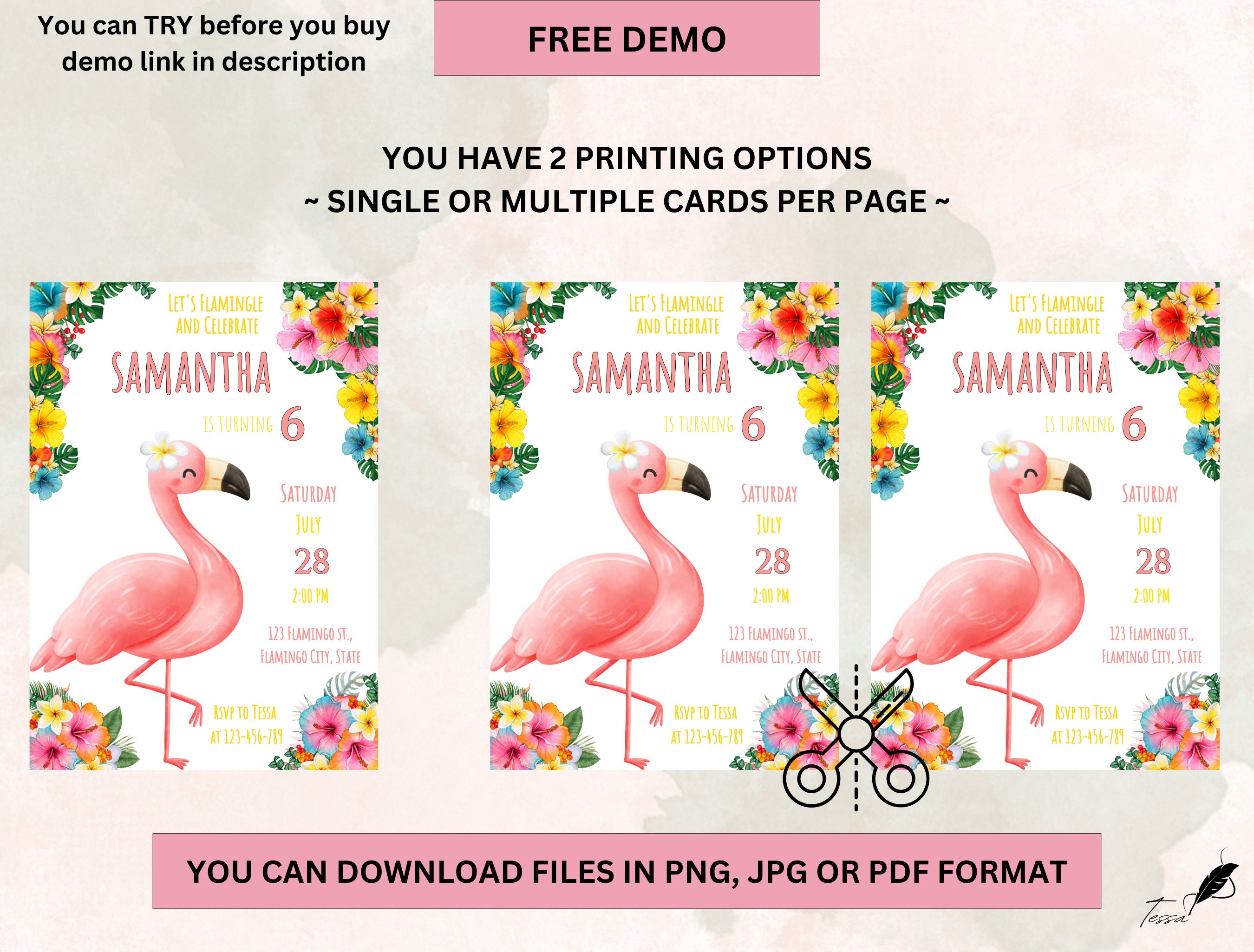 EDITABLE Flamingo Birthday Invitation, Flamingle Invitation, Tropical ...