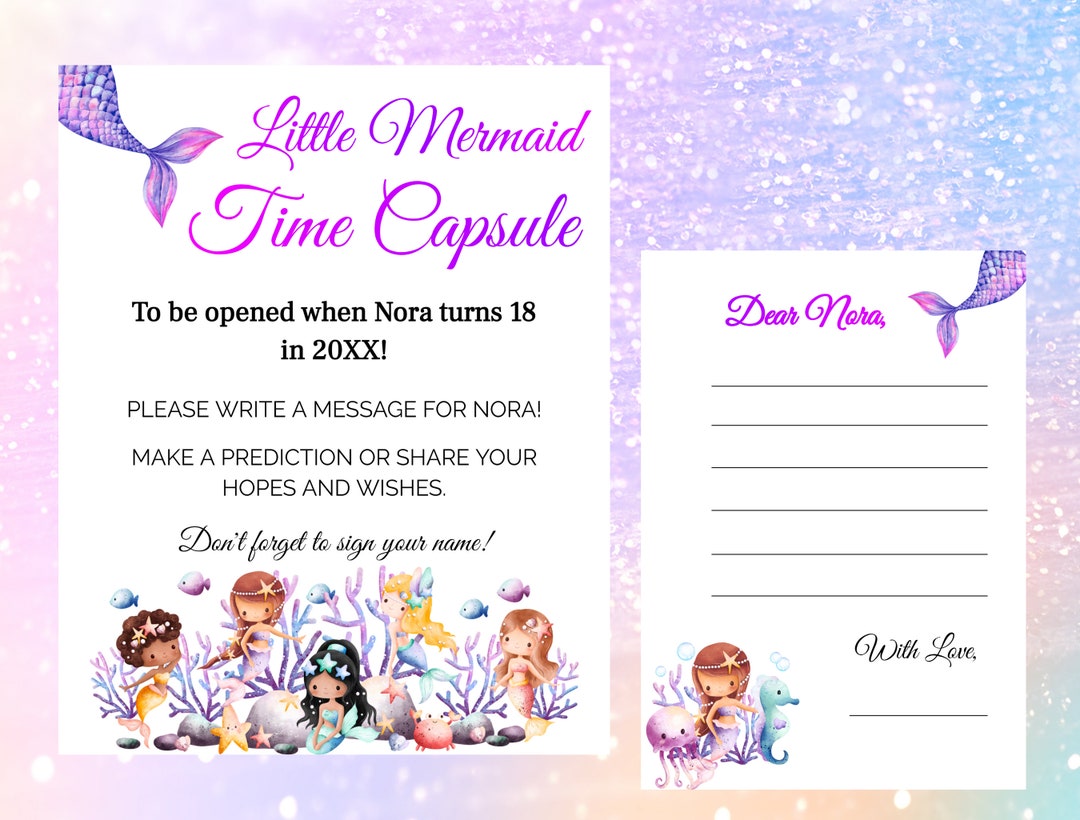 Editable Mermaid Time Capsule, First Birthday Party Mermaid, Birthday ...
