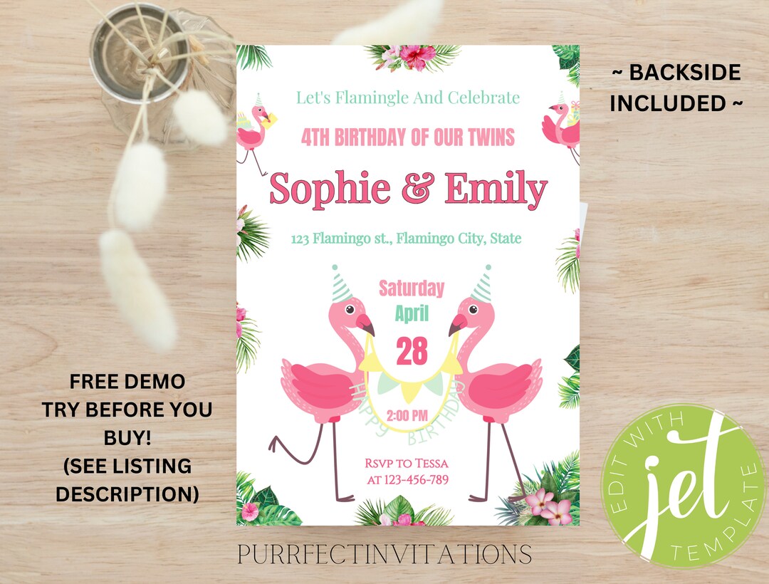 EDITABLE Flamingo Birthday Invitation, Flamingle Invitation, Tropical ...