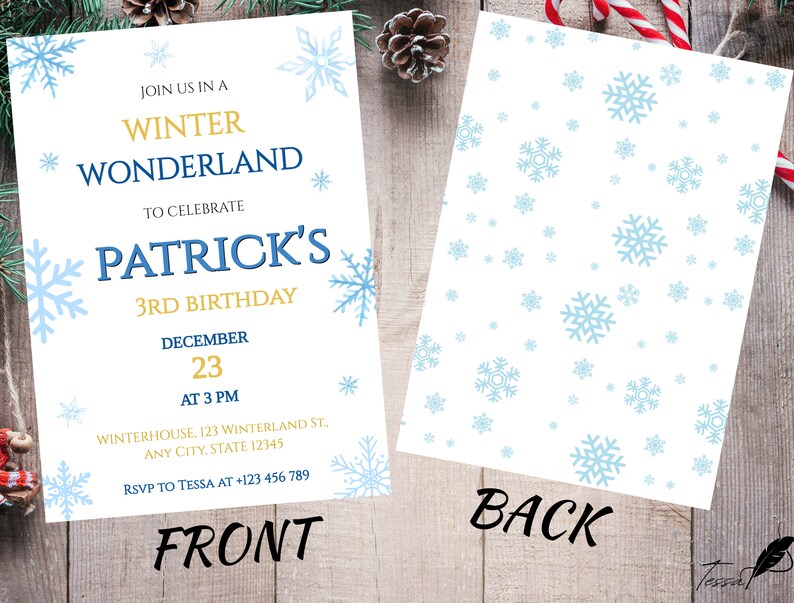 Editable Winter Birthday Invitation, Winter Wonderland Birthday ...