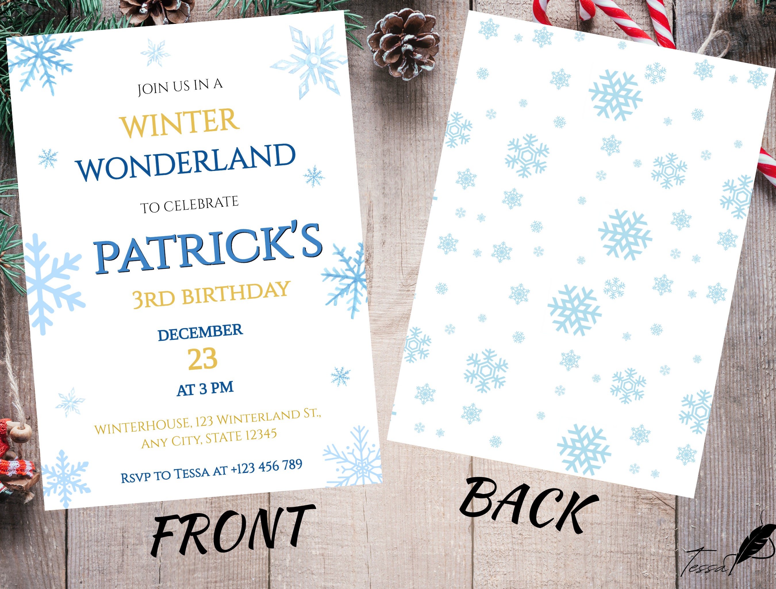 Editable Winter Birthday Invitation, Winter Wonderland Birthday ...