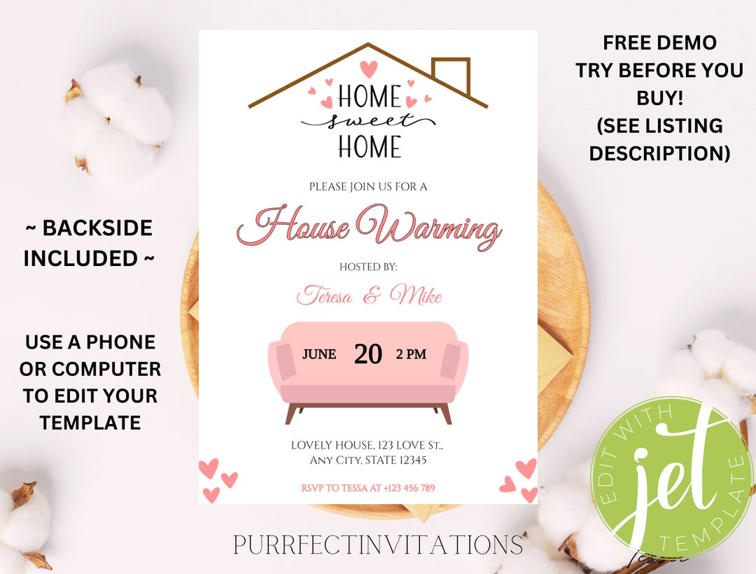 EDITABLE House Warming Invitation, House Warming Party Invite, Elegant ...
