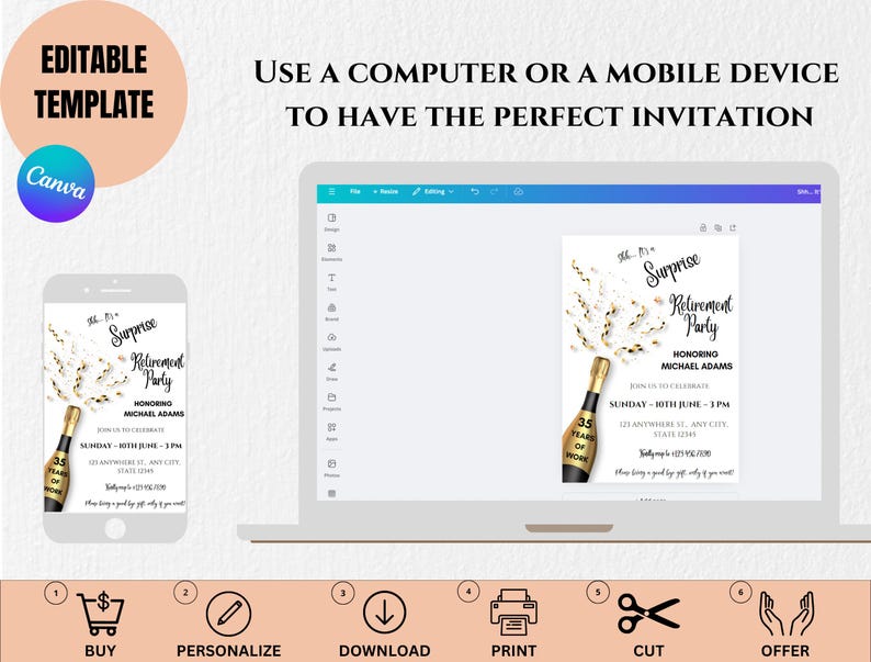 Editable Retirement Party Invitation, Retirement Invite, Surprise ...