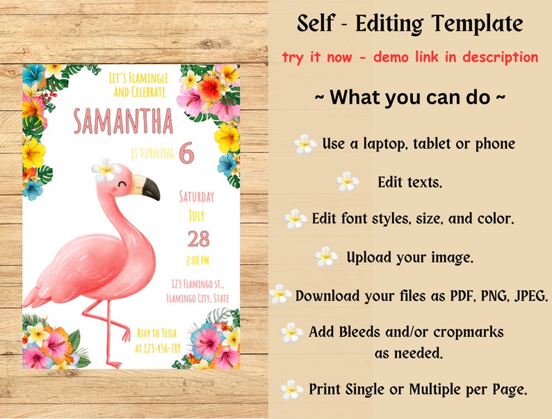 EDITABLE Flamingo Birthday Invitation, Flamingle Invitation, Tropical ...
