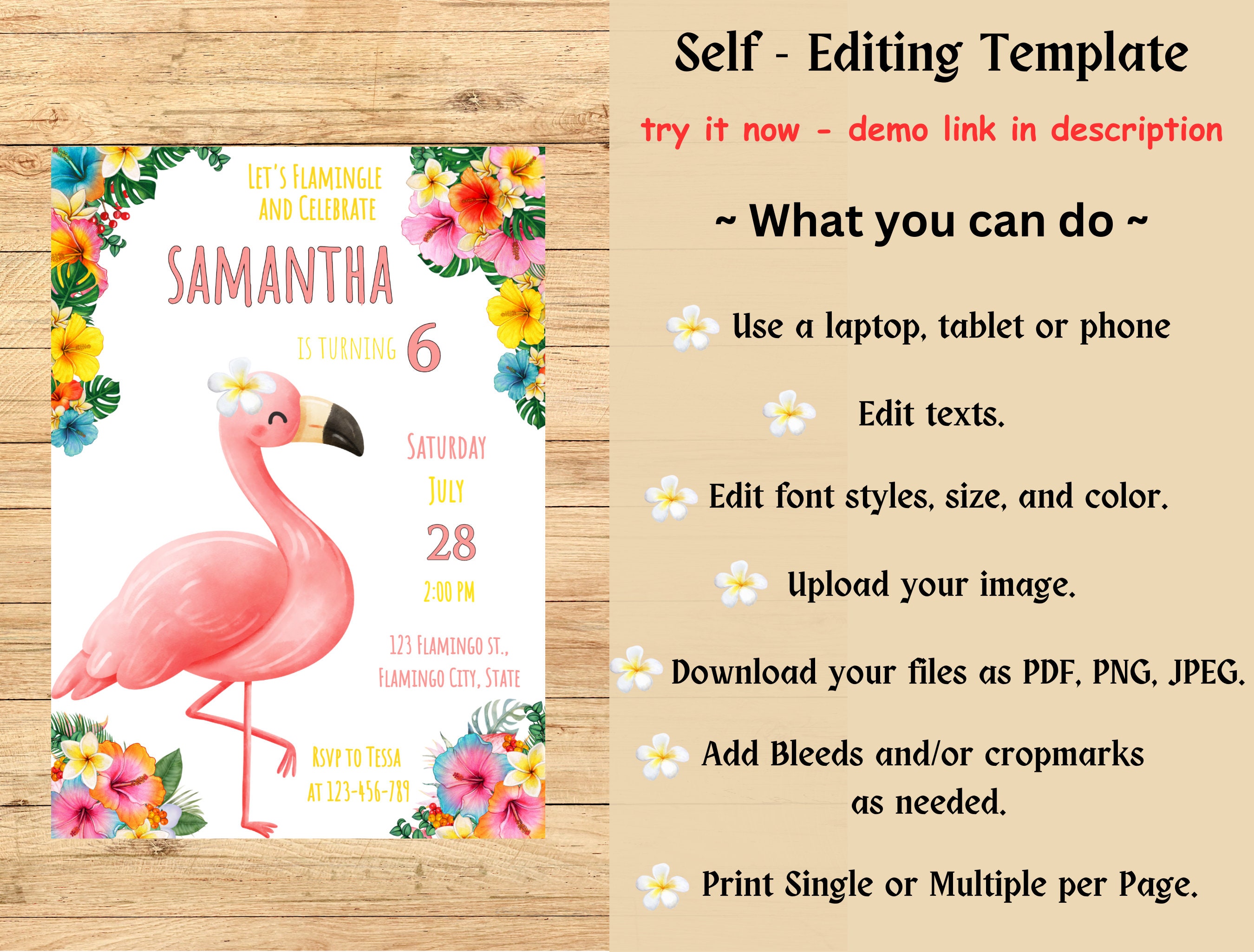 EDITABLE Flamingo Birthday Invitation, Flamingle Invitation, Tropical ...