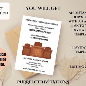 Editable Judge Retirement Invitation Template, Judge or Lawyer Retire ...