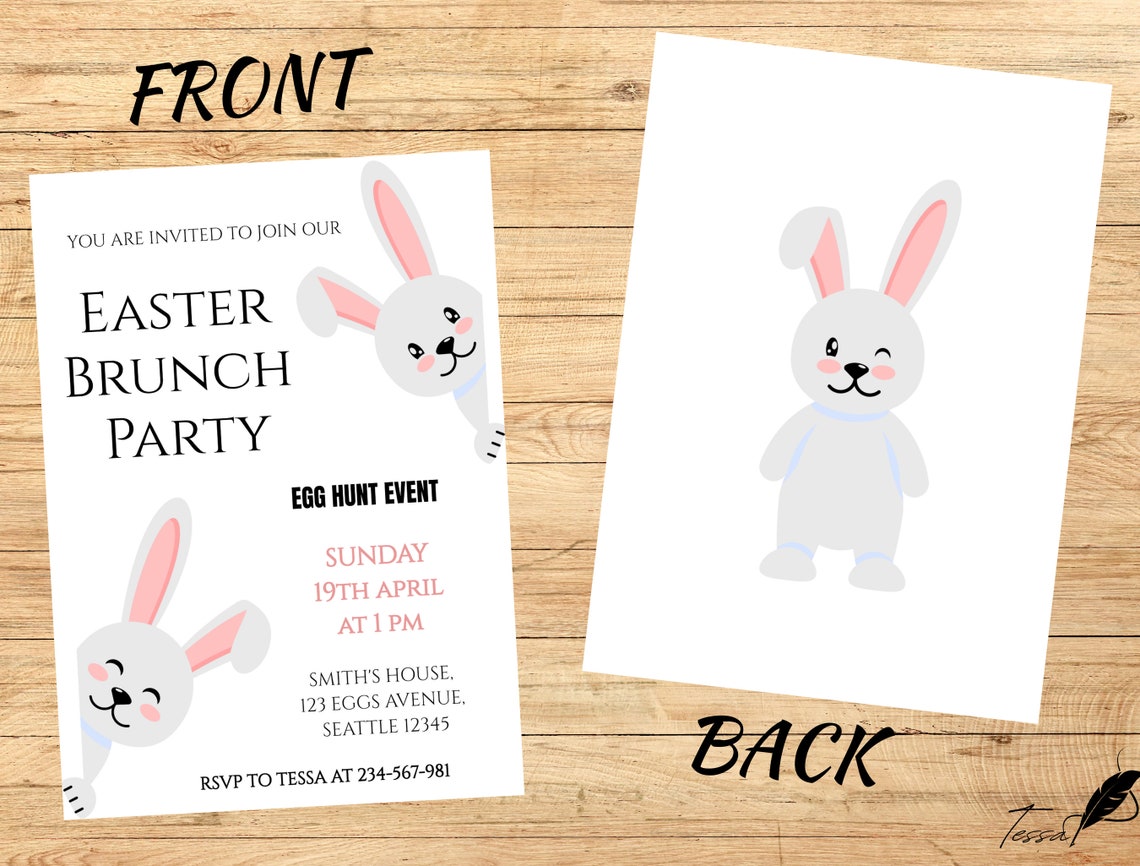 Editable Easter Egg Hunt and Brunch Invitation Easter Bunny Egg Hunt ...