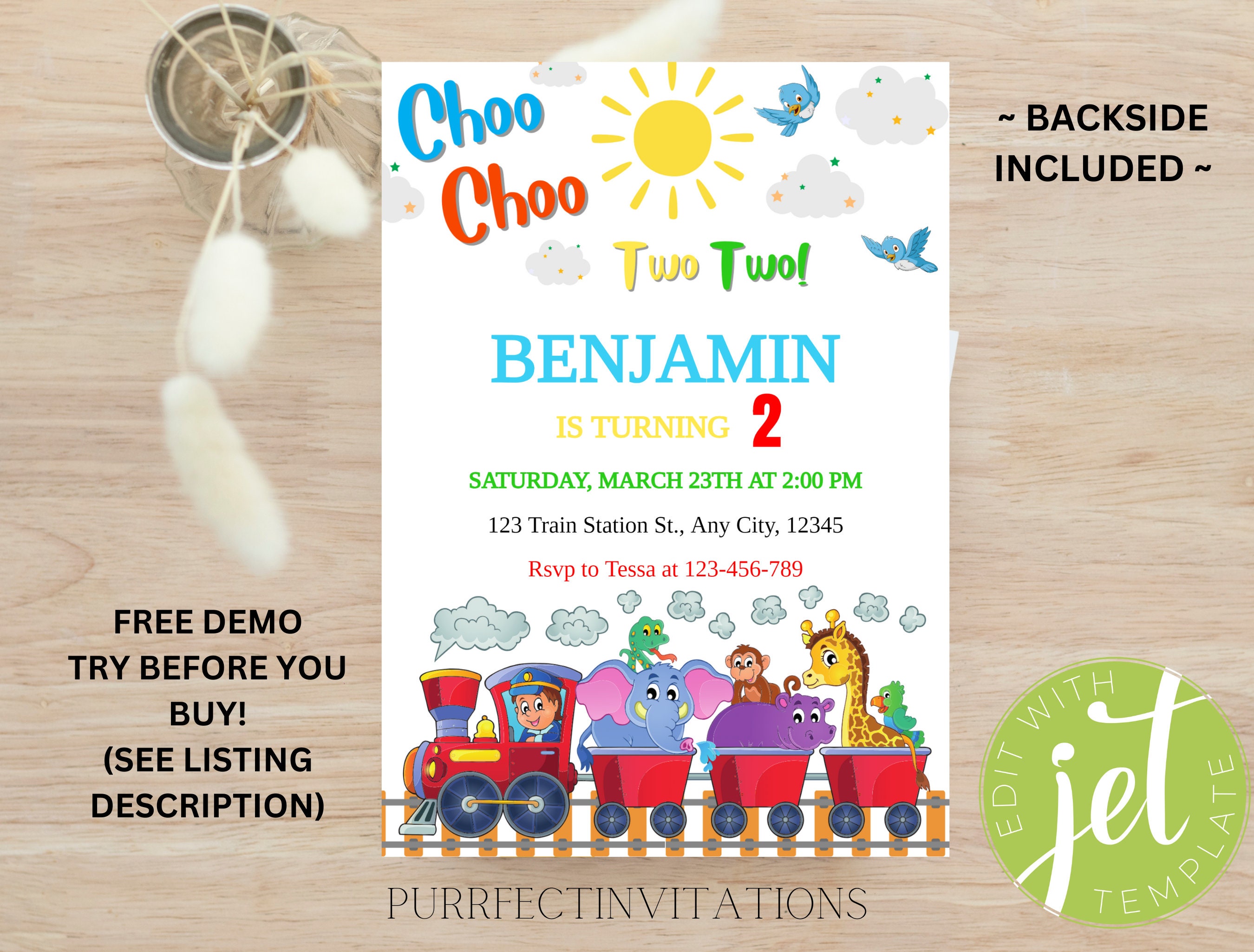 Editable Train Birthday Invitation, Toy Train Invitation, Train ...