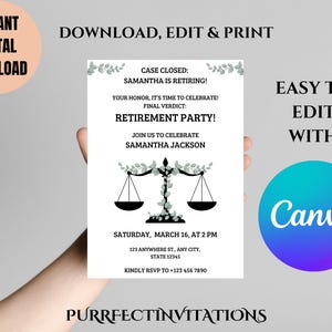 Editable Judge Retirement Invitation Template, Lawyer Retire Party ...