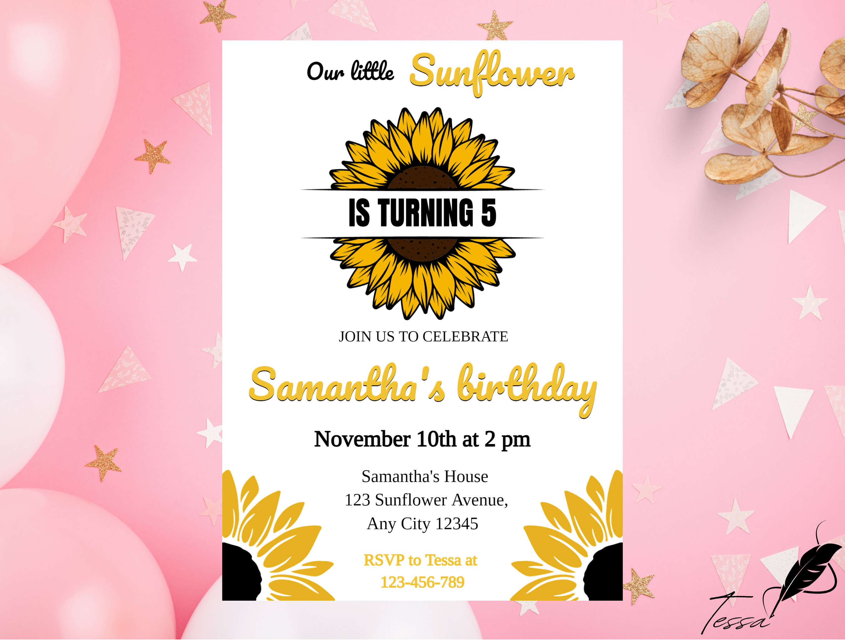 Editable Sunflower Birthday Invitation Sunflower Birthday - Etsy