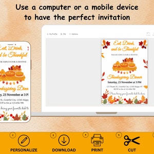 Editable Thanksgiving Invitation Template Fall Thanksgiving Invitation ...