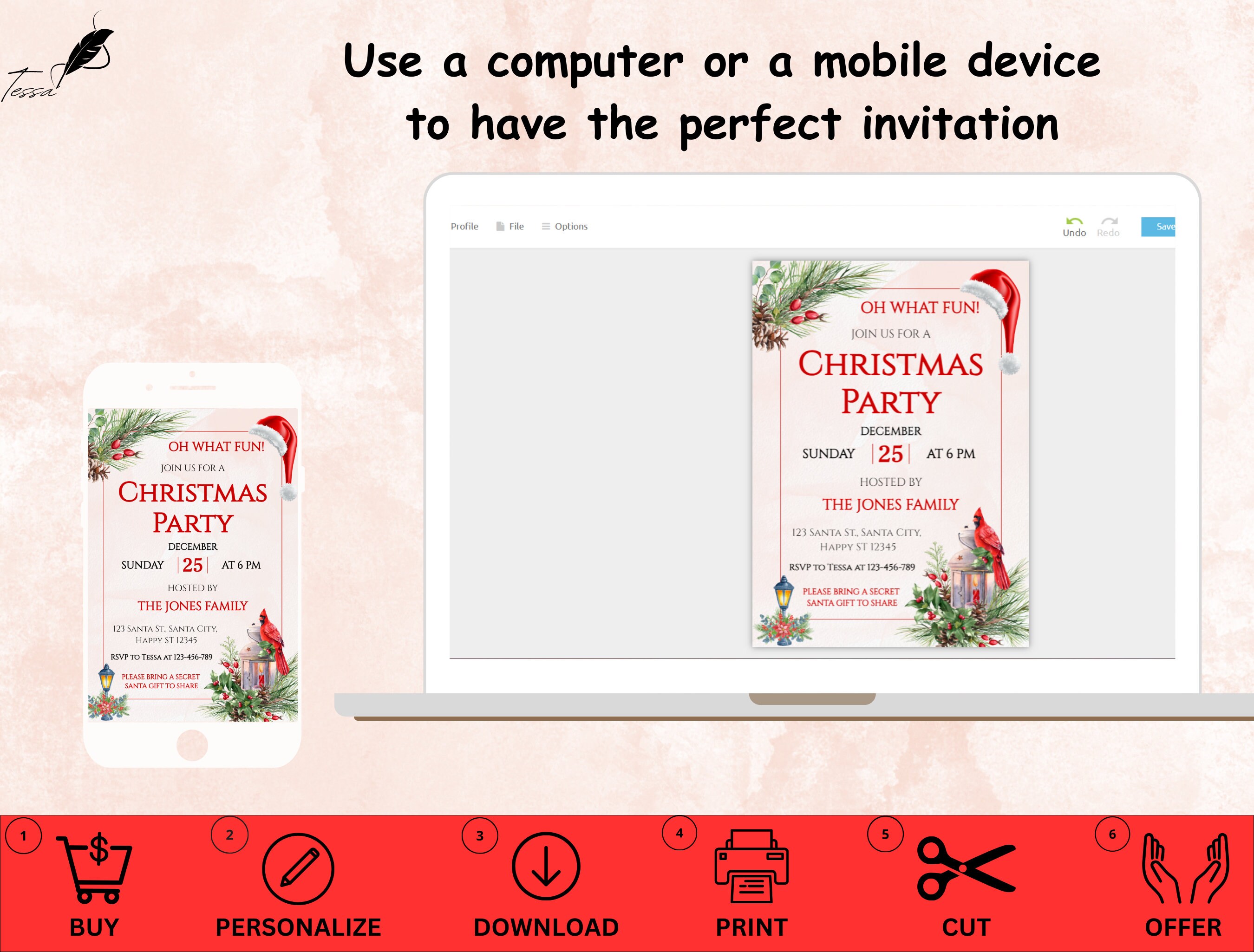 Editable Christmas Party Invitation Christmas Party Invite Winter ...