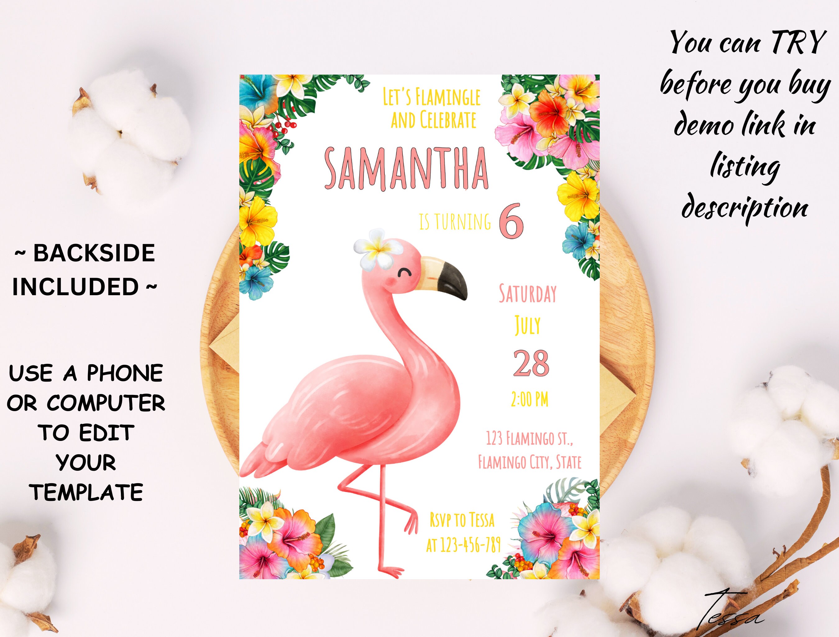 EDITABLE Flamingo Birthday Invitation, Flamingle Invitation, Tropical ...