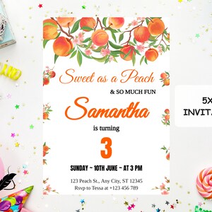 Editable Peach Birthday Invitation Sweet as a Peach - Etsy