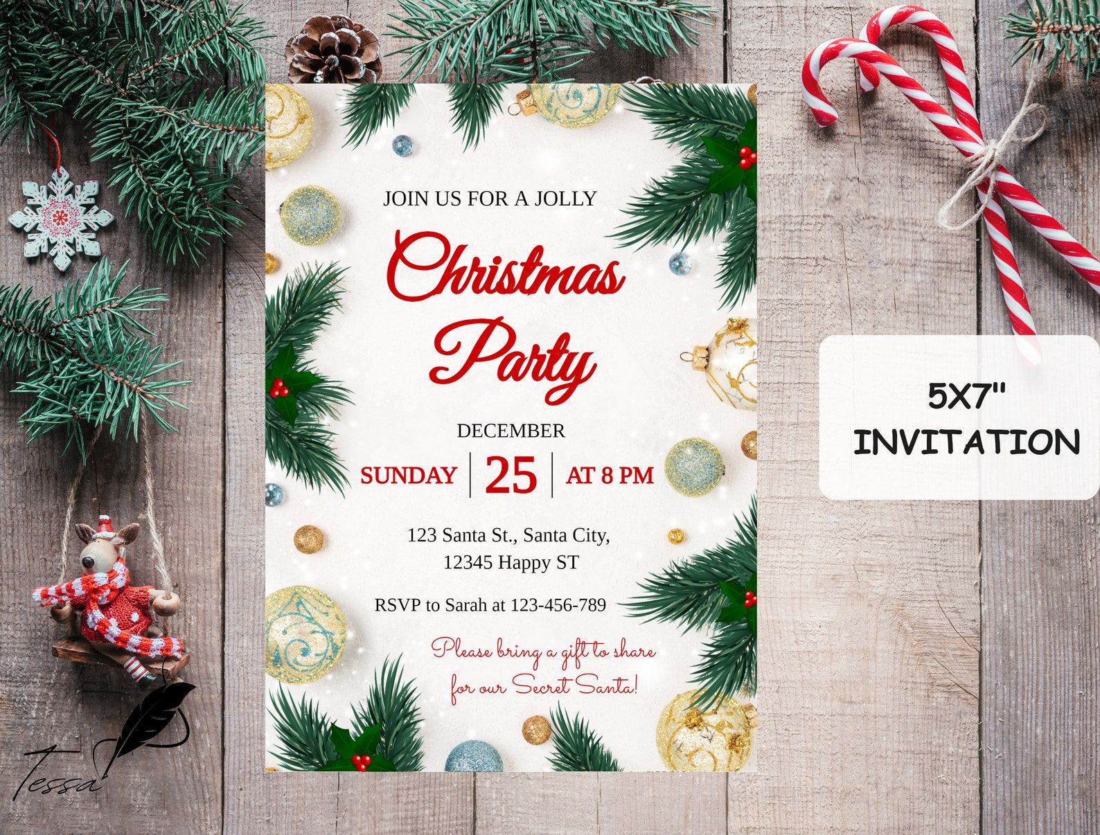 Editable Christmas Party Invitation Christmas Party Invite Elegant ...