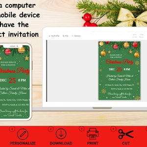 Editable Christmas Party Invitation, Christmas Party Invite, Christmas ...