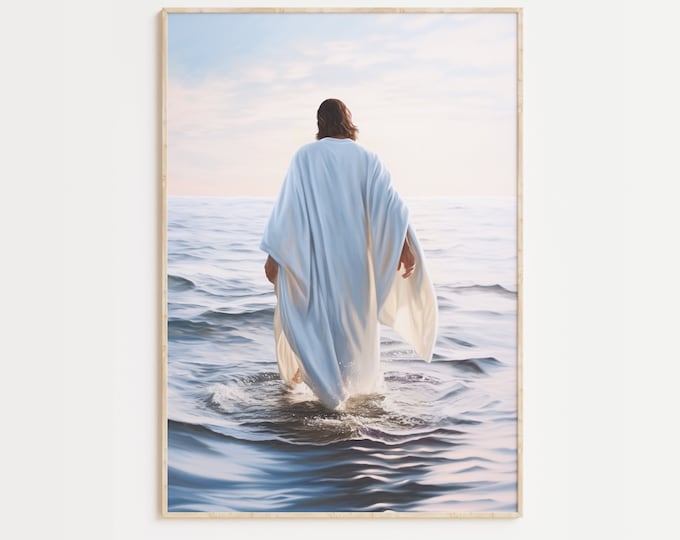 Jesus Christ Walking on Water, Christian Art, Digital Jesus Portrait, I ...