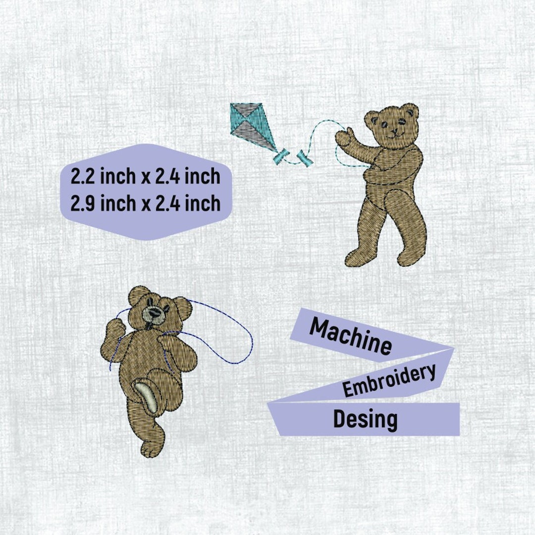 Cute Teddy Bear Embroidery Pattern for Children's Textiles - Etsy