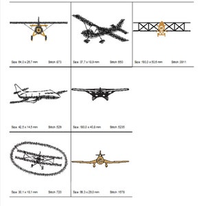 Vintage Airplane Embroidery Design Set - 16 Patterns Included - Etsy