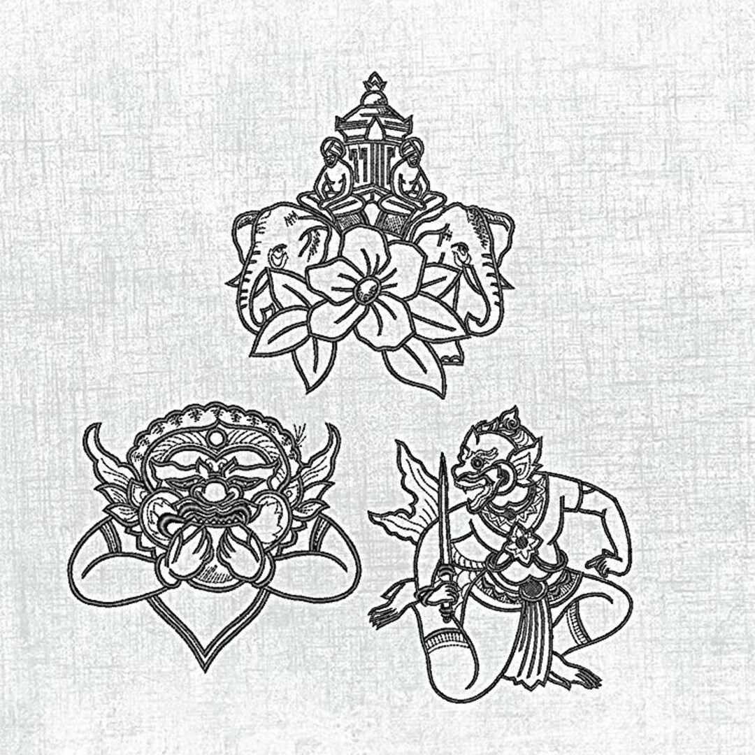 Hanuman Machine Embroidery Design Set - Instant Download, Set of 3 ...