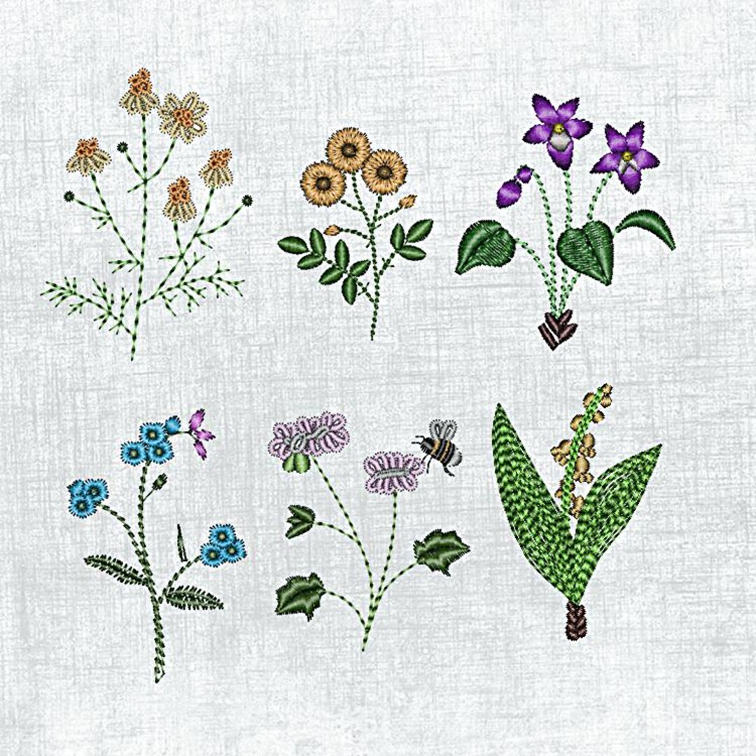 Spring Flowers Embroidery Design Set - 6 Patterns, 4x4 Hoop - Instant ...