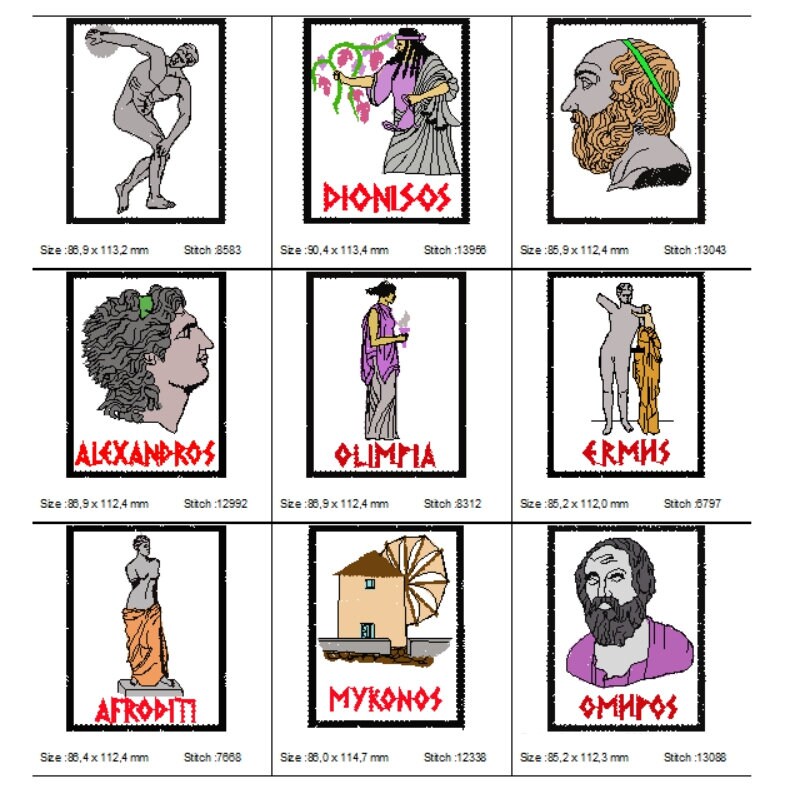 Ancient Greek & Mythology Embroidery Design Set 31 Patterns Instant ...