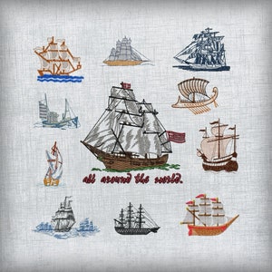 Maritime Ship Embroidery Collection - 11 Patterns, Machine Embroidery ...