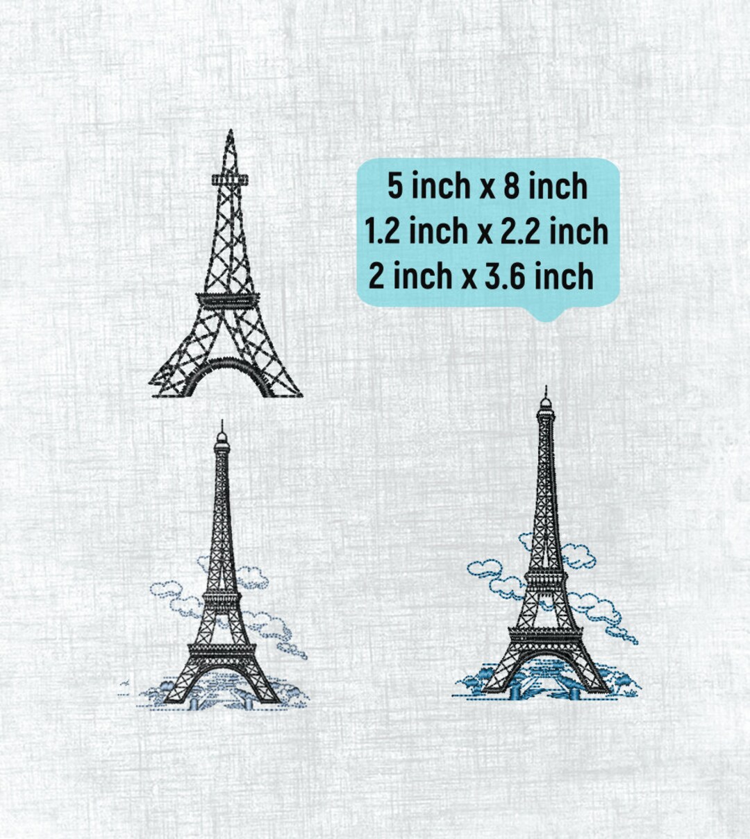 Eiffel Tower Theme Embroidery Pattern Instant Download Design File - Etsy