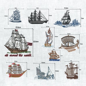 Maritime Ship Embroidery Collection - 11 Patterns, Machine Embroidery ...