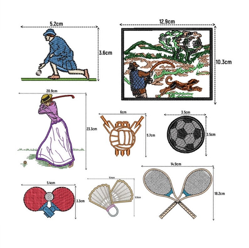 Digital Sports Embroidery Patterns Set 22 Designs Instant Download - Etsy