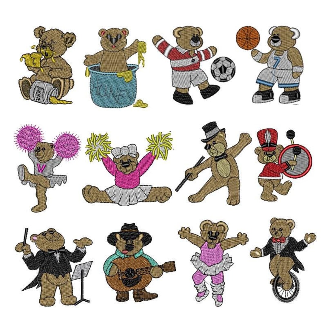 Teddy Bear Embroidery Patterns Collection Bulk Set - Etsy