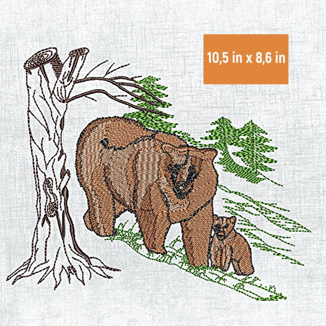 Adorable Bear Family Embroidery Template DIY Stitching - Etsy