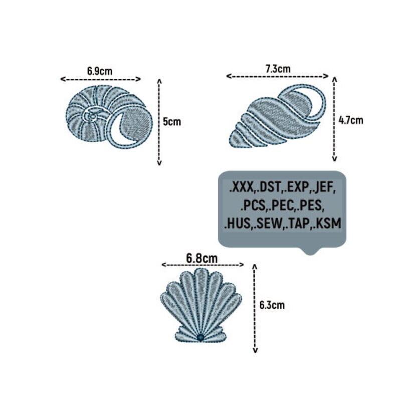 Seashell Embroidery Design Pattern Instant Download Digital File - Etsy