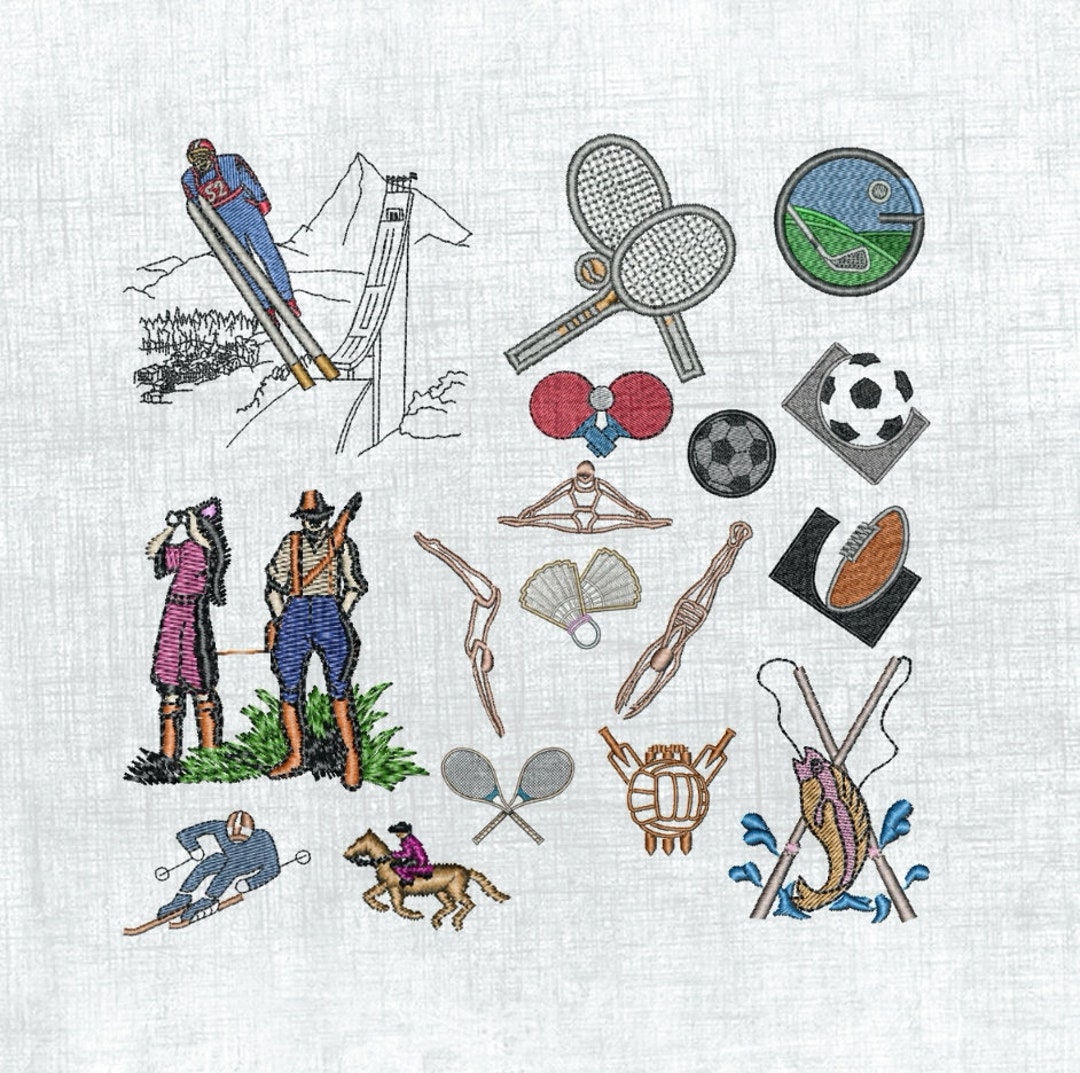 Digital Sports Embroidery Patterns Set 22 Designs Instant Download - Etsy