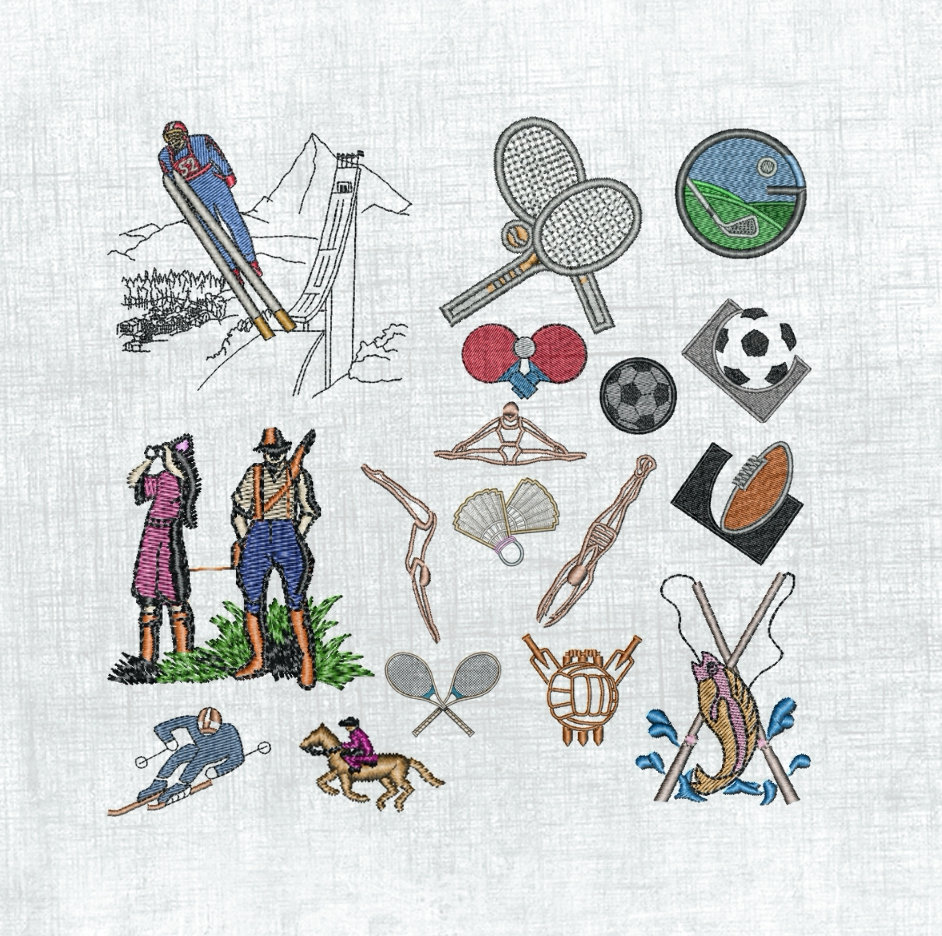 Digital Sports Embroidery Patterns Set 22 Designs Instant Download - Etsy