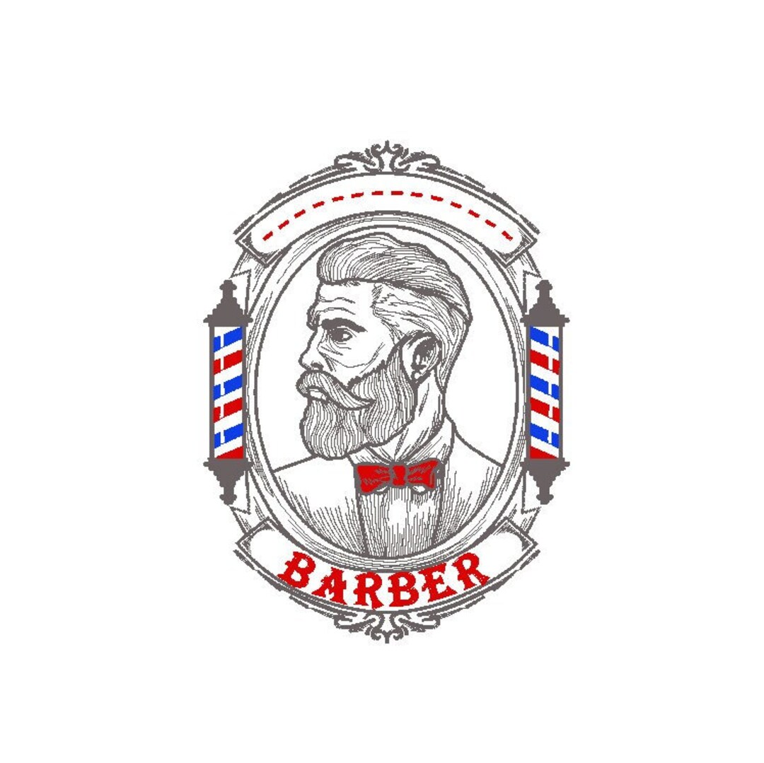 Chic Barber Logo Embroidery Design - Instant Download File - Etsy