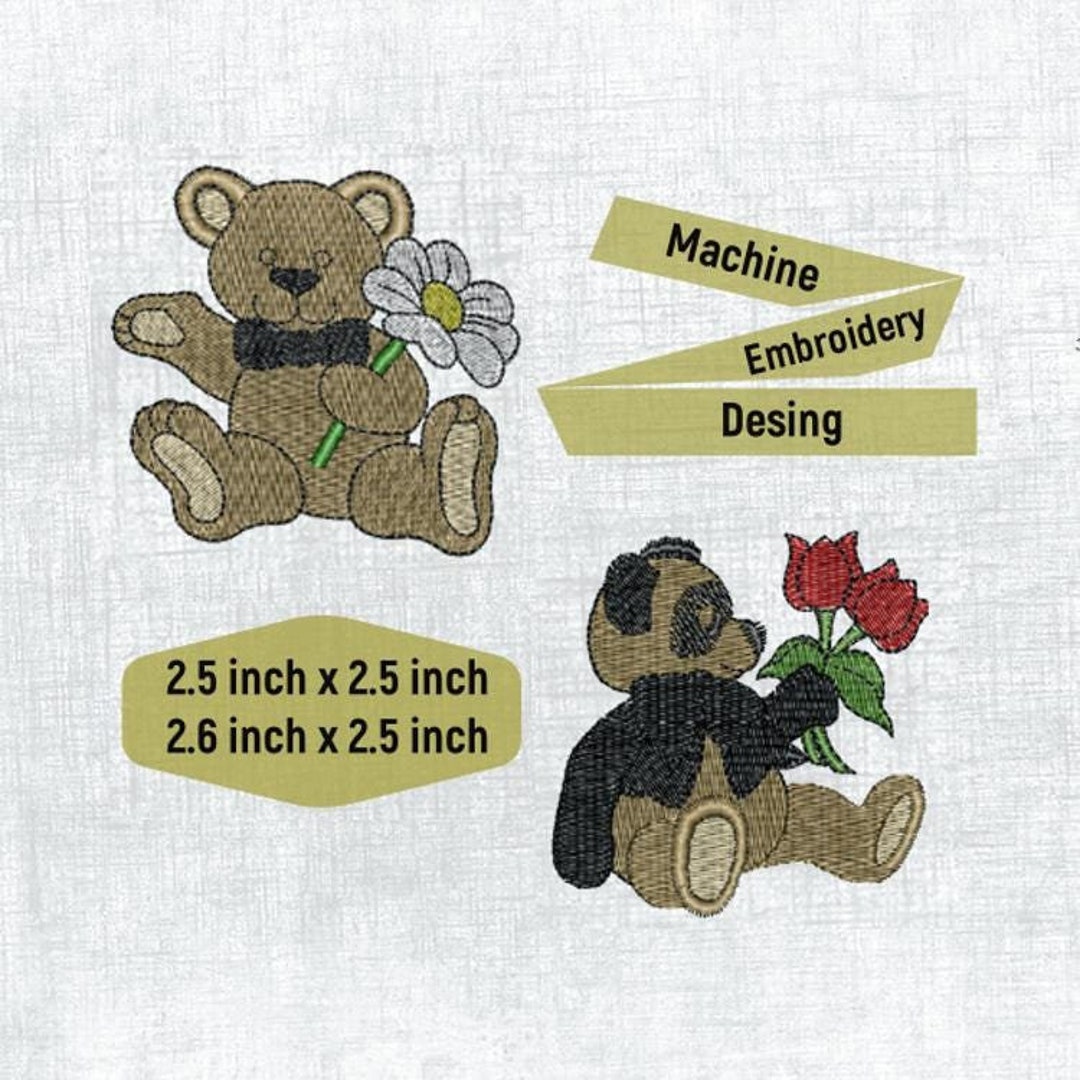 4x4 Hoop Romantic Bears Embroidery Pattern DIY Crafting Instant ...