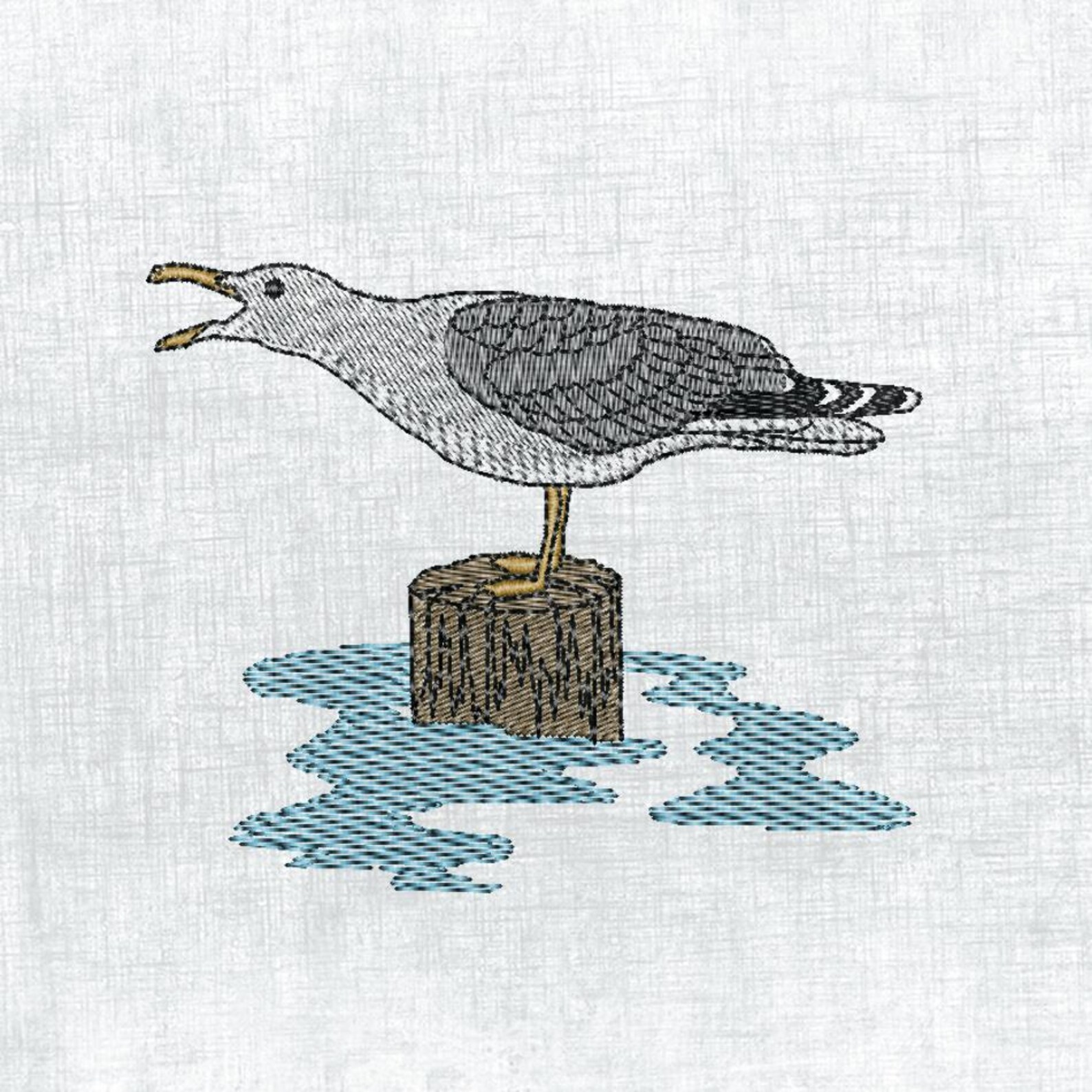 Seagull Embroidery Design - Coastal Bird Pattern - Instant Digital ...