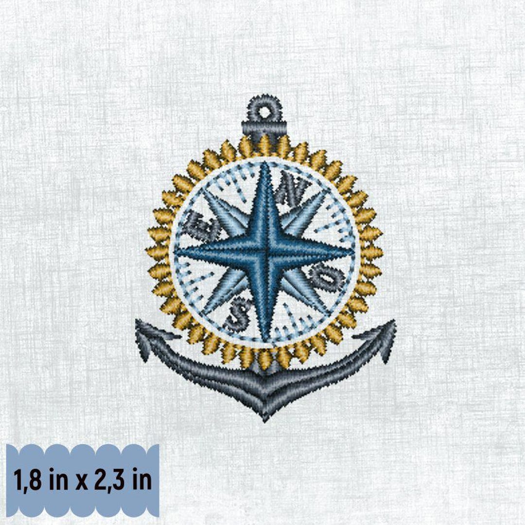 Nautical Anchor Compass Embroidery Designs Digital Patterns for Instant ...