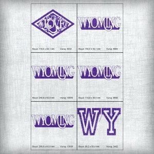 Wyoming Embroidery Pattern Design File - Set of 3 Patterns in 4 Sizes ...